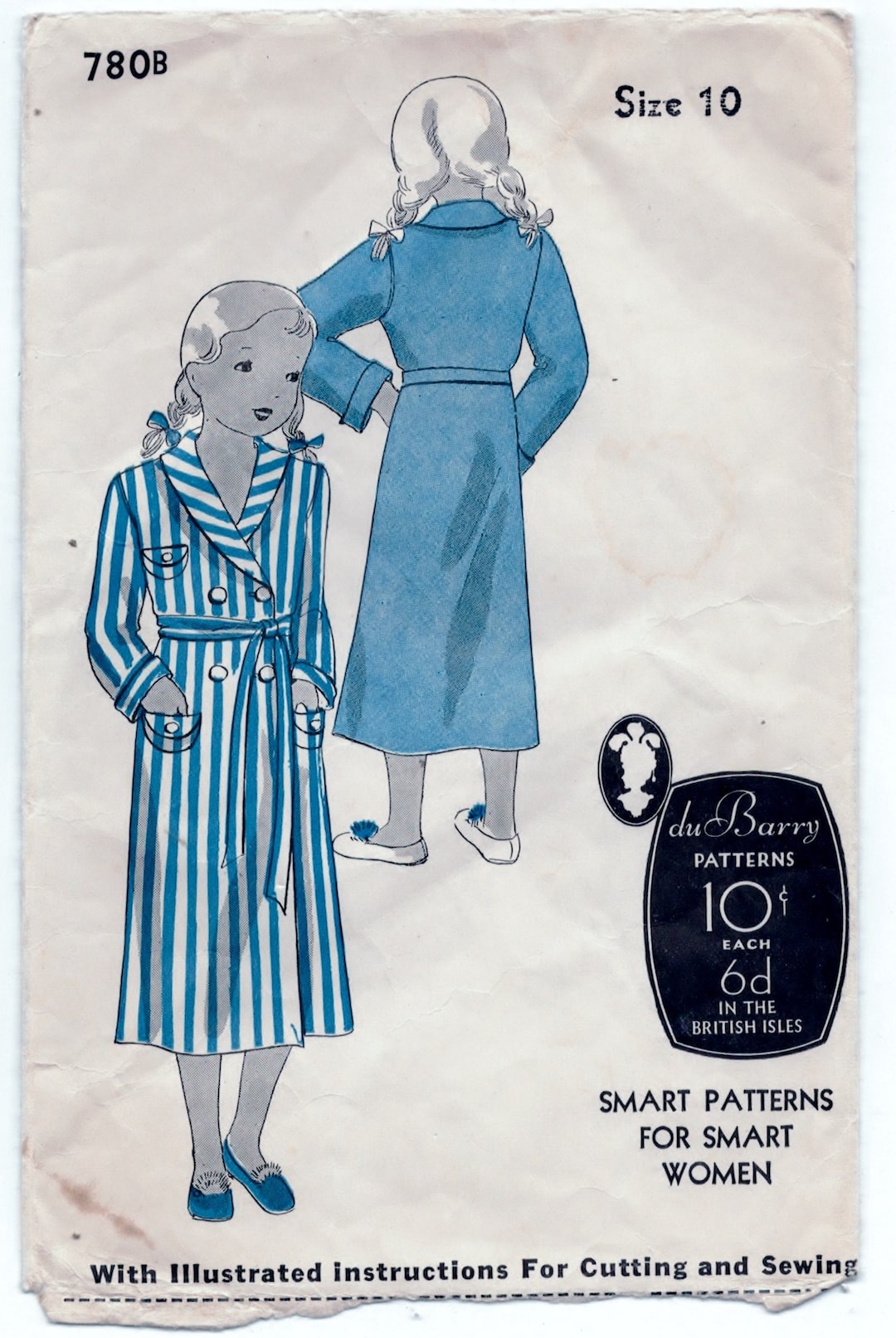 Du Barry 780B - Cute Double Breasted Girls' Robe - Size 10, Breast 28 ...