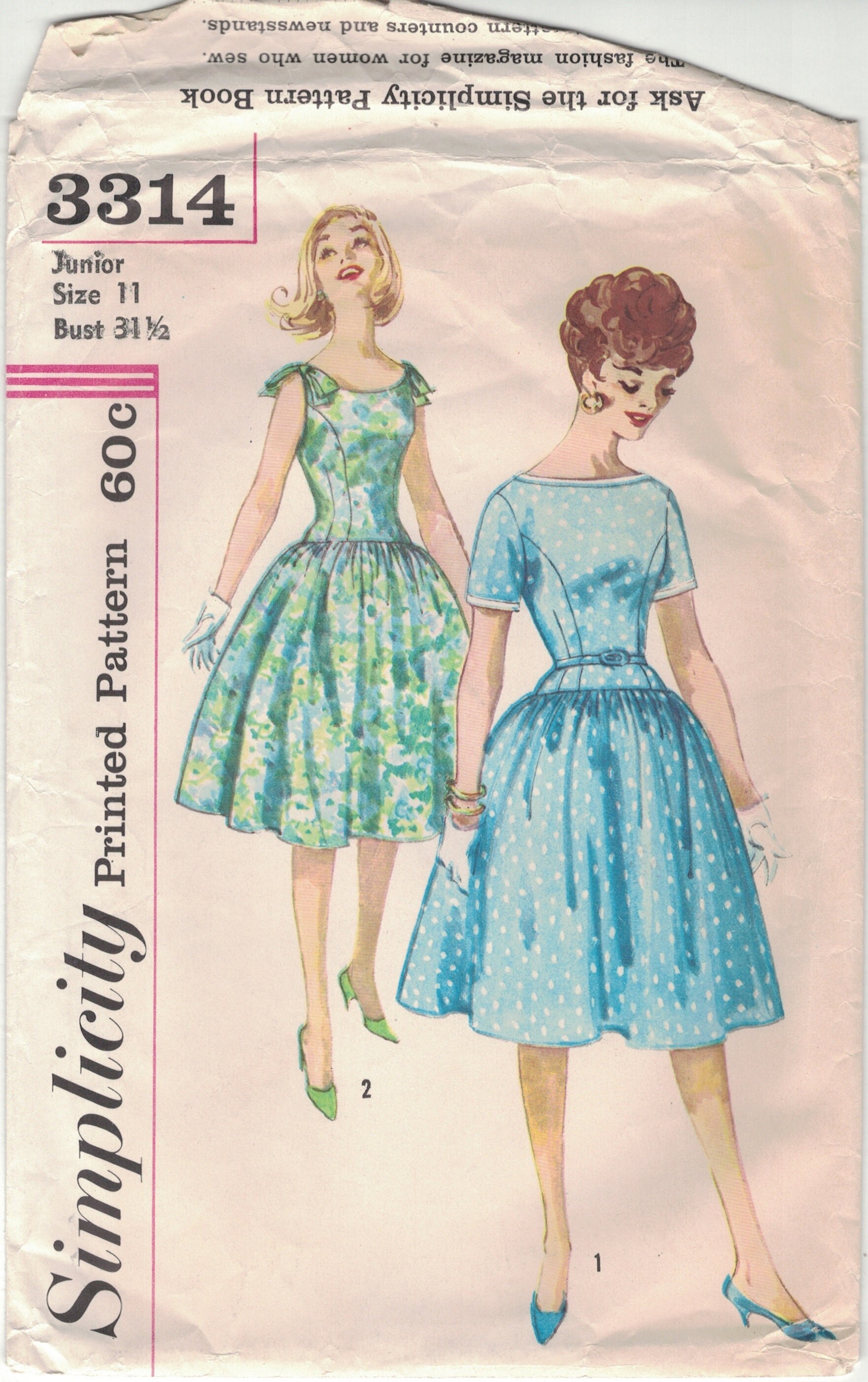 Simplicity 3314 Junior Dress With Dropped Waistline | Etsy