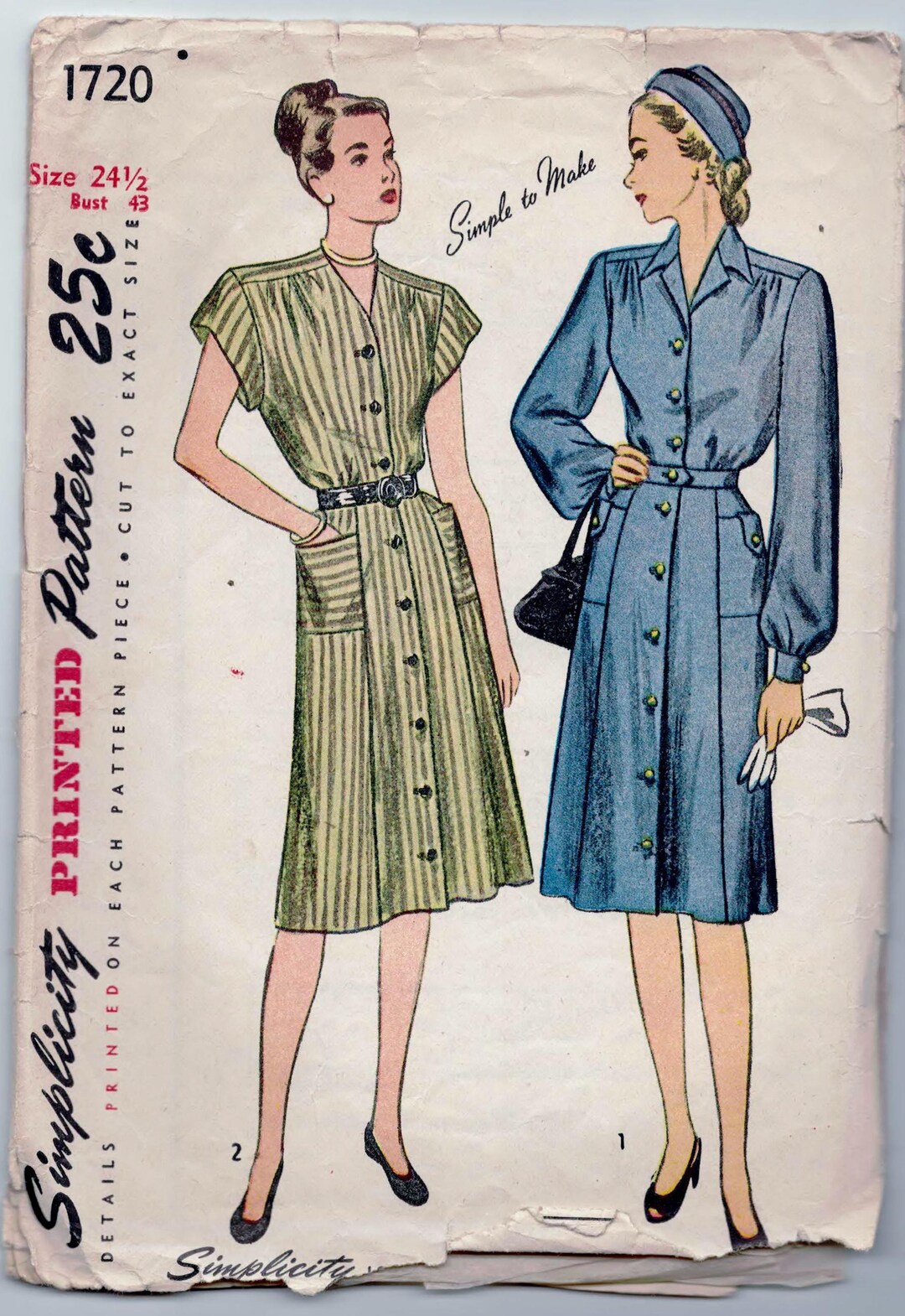 Simplicity 1720 - Beautiful Shirt Dress Pattern - Long or Cap Sleeves ...