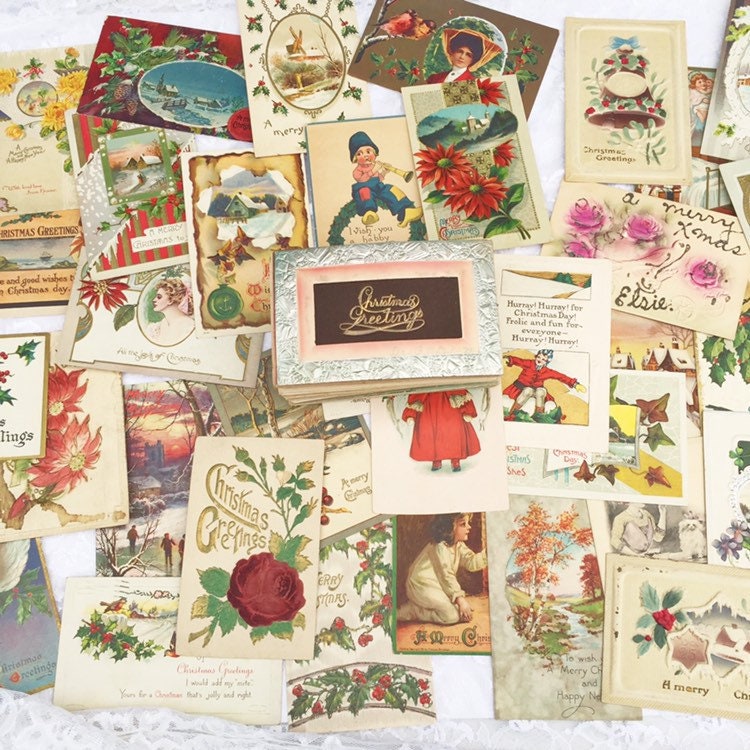 Vintage Christmas Postcard Set Antique Postcards Random Lot | Etsy