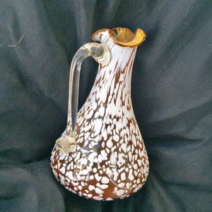 Vintage Amber Splatter Glass Mini Pitcher, Mid Century Modern Decor ...
