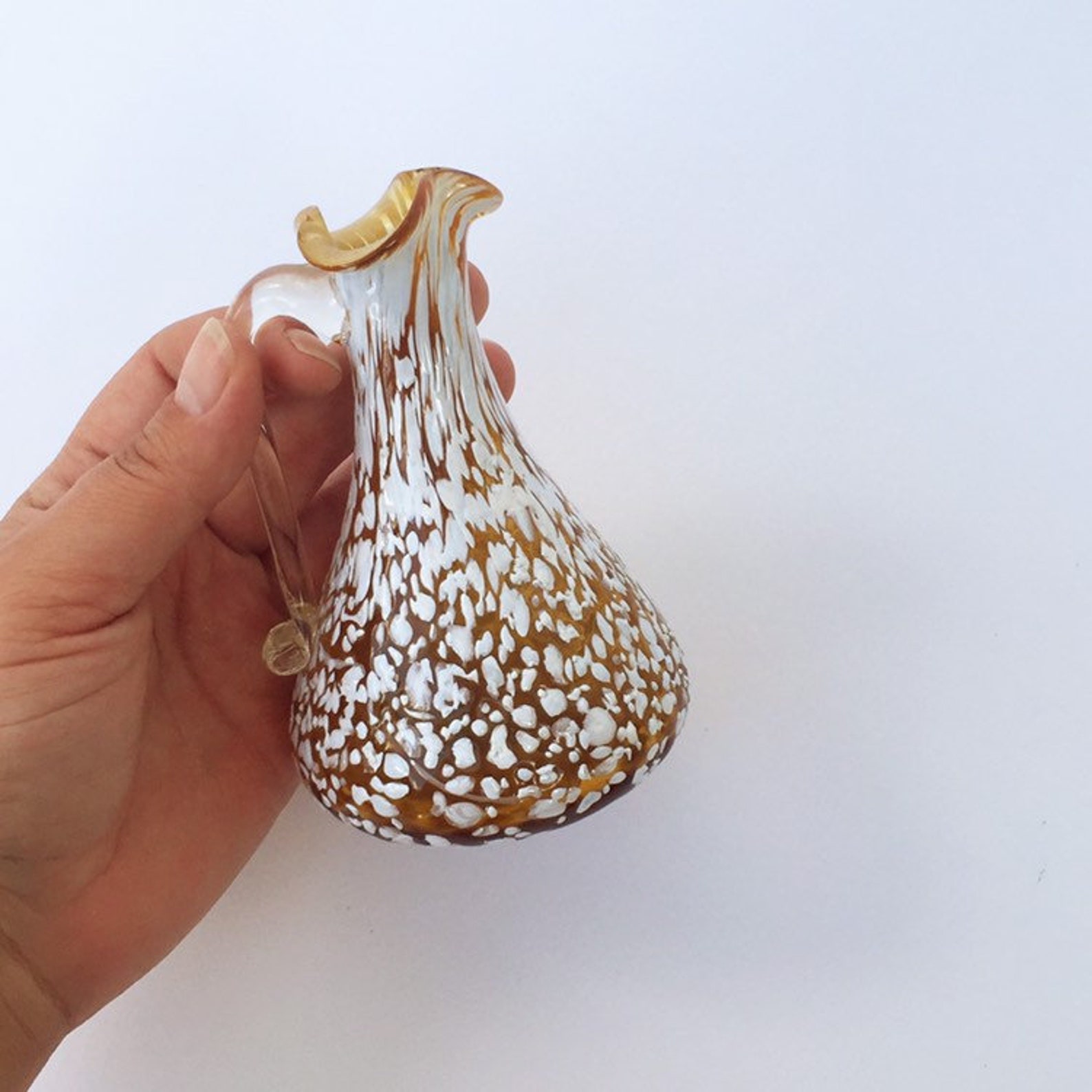 Vintage Amber Splatter Glass Mini Pitcher Mid Century Modern - Etsy