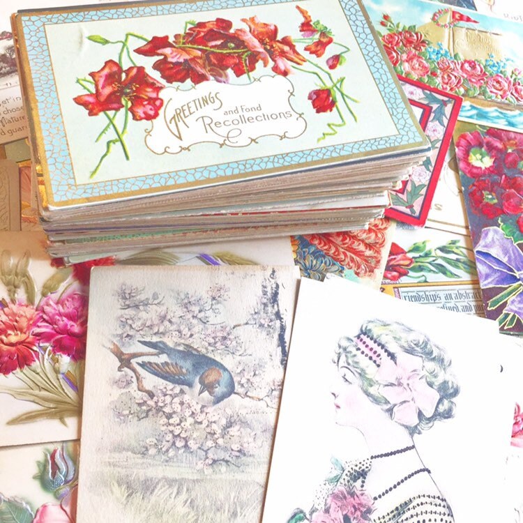 Vintage Assorted Postcard Set, Embossed Antique Postcards, Random Lot ...