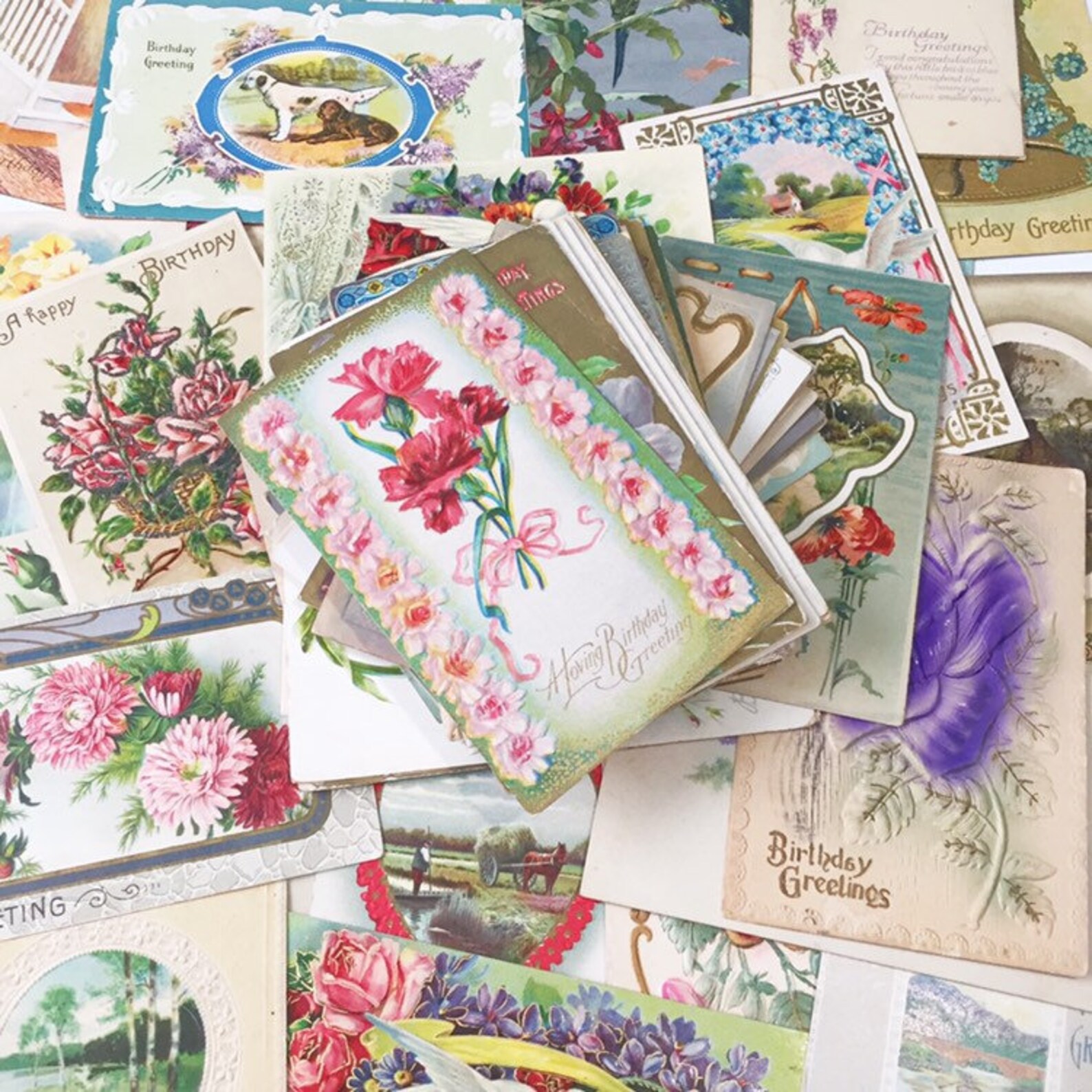 Vintage Birthday, Postcard Set, Antique Postcards, Random Lot, Choose ...