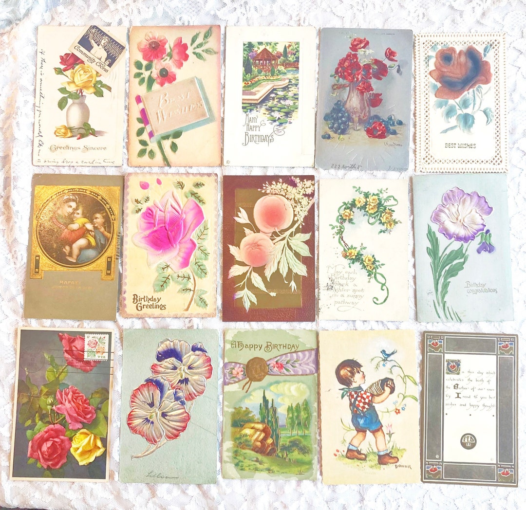 Vintage Postcards, Set of 52, Antique Postcards, Vintage Ephemera Pack ...