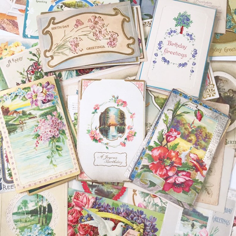 Vintage Birthday, Postcard Set, Antique Postcards, Random Lot, Choose ...