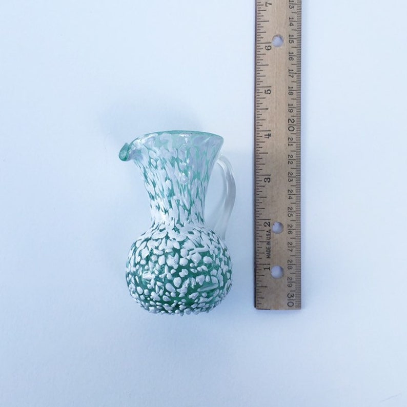 Vintage Aqua Splatter Glass Mini Pitcher Mid Century Modern - Etsy