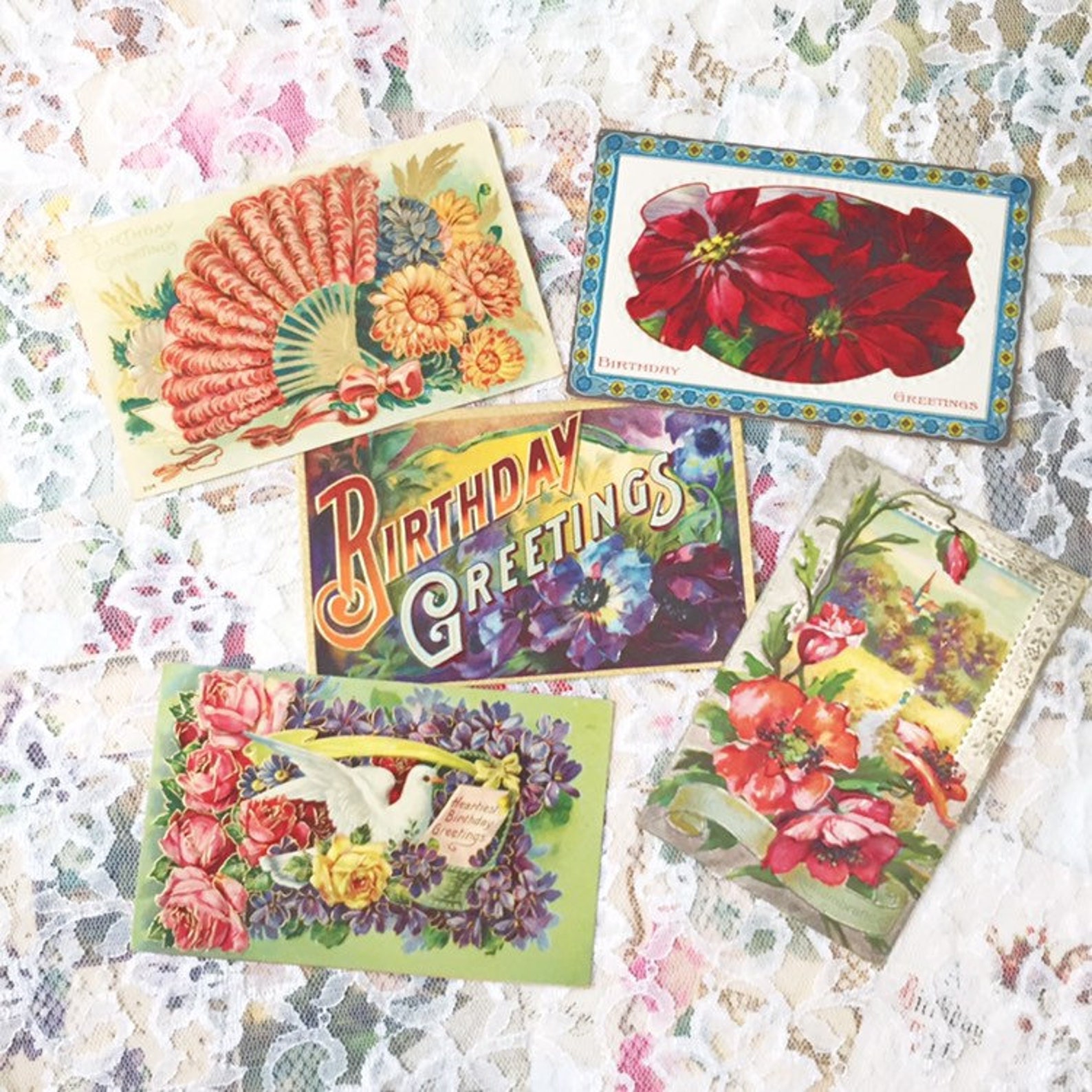 Vintage Birthday, Postcard Set, Antique Postcards, Random Lot, Choose ...