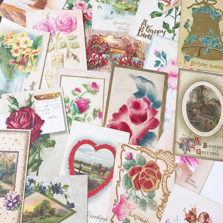 Vintage Birthday, Postcard Set, Antique Postcards, Random Lot, Choose ...