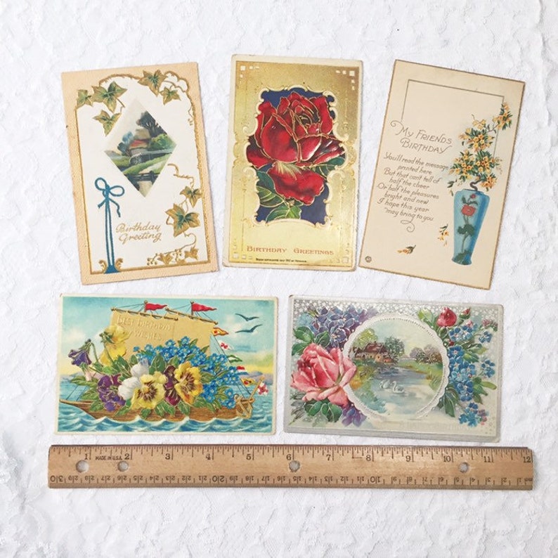 Vintage Birthday, Postcard Set, Antique Postcards, Random Lot, Choose ...