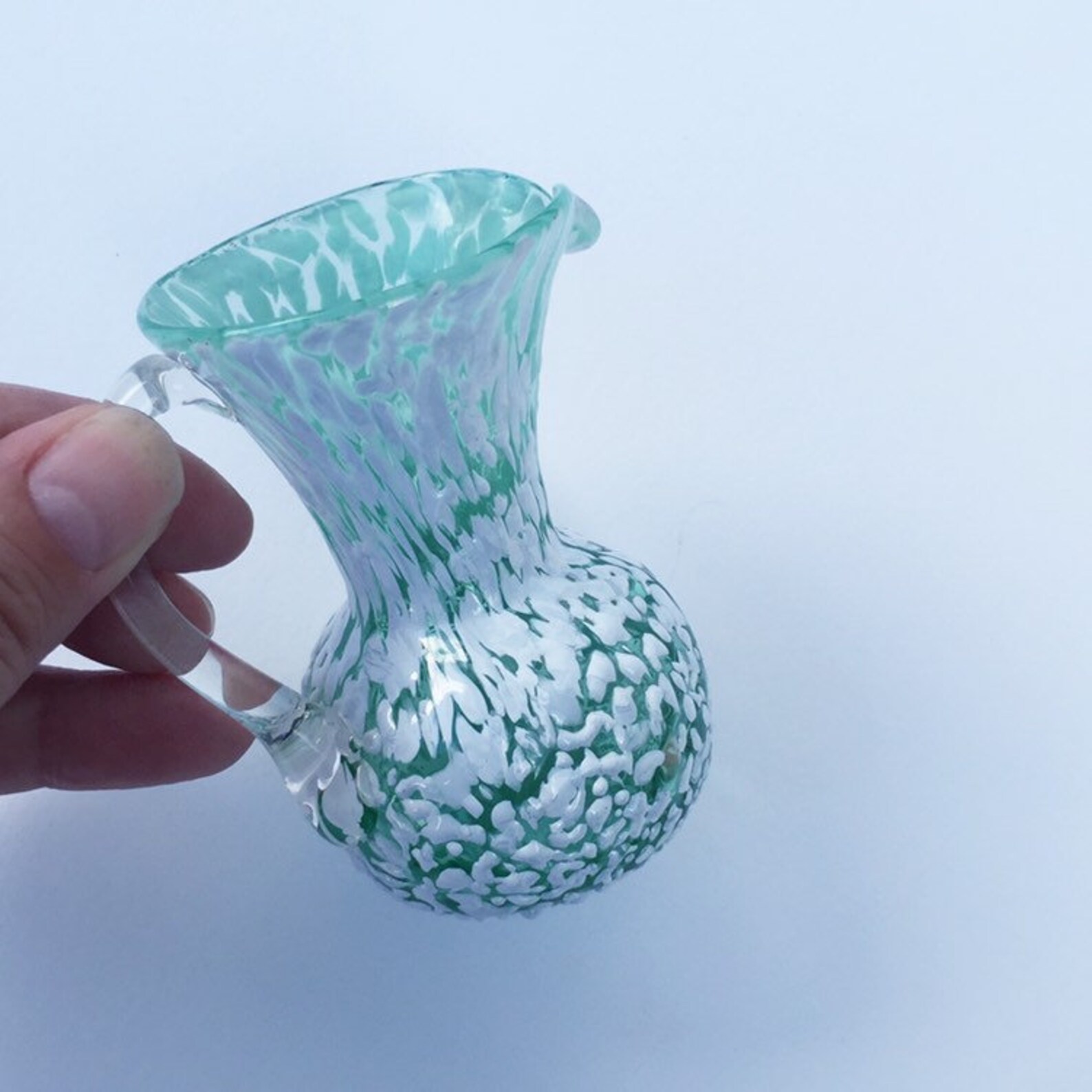 Vintage Aqua Splatter Glass Mini Pitcher Mid Century Modern - Etsy
