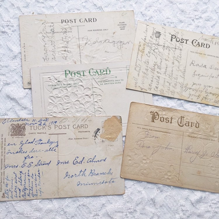 Vintage Holiday Postcards, Antique Postcards, Set of 5, Ephemera Pack ...