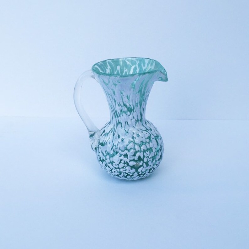 Vintage Aqua Splatter Glass Mini Pitcher Mid Century Modern - Etsy