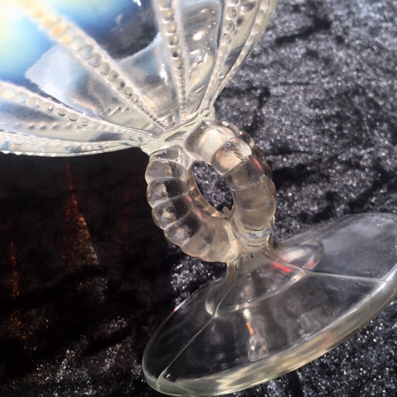 Antique Opalescent White Glass Compote, Wide Ruffle Shape Northwoods ...