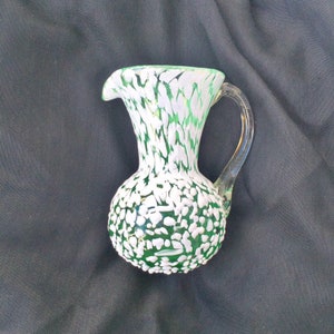 Vintage Aqua Splatter Glass Mini Pitcher, Mid Century Modern Decor ...