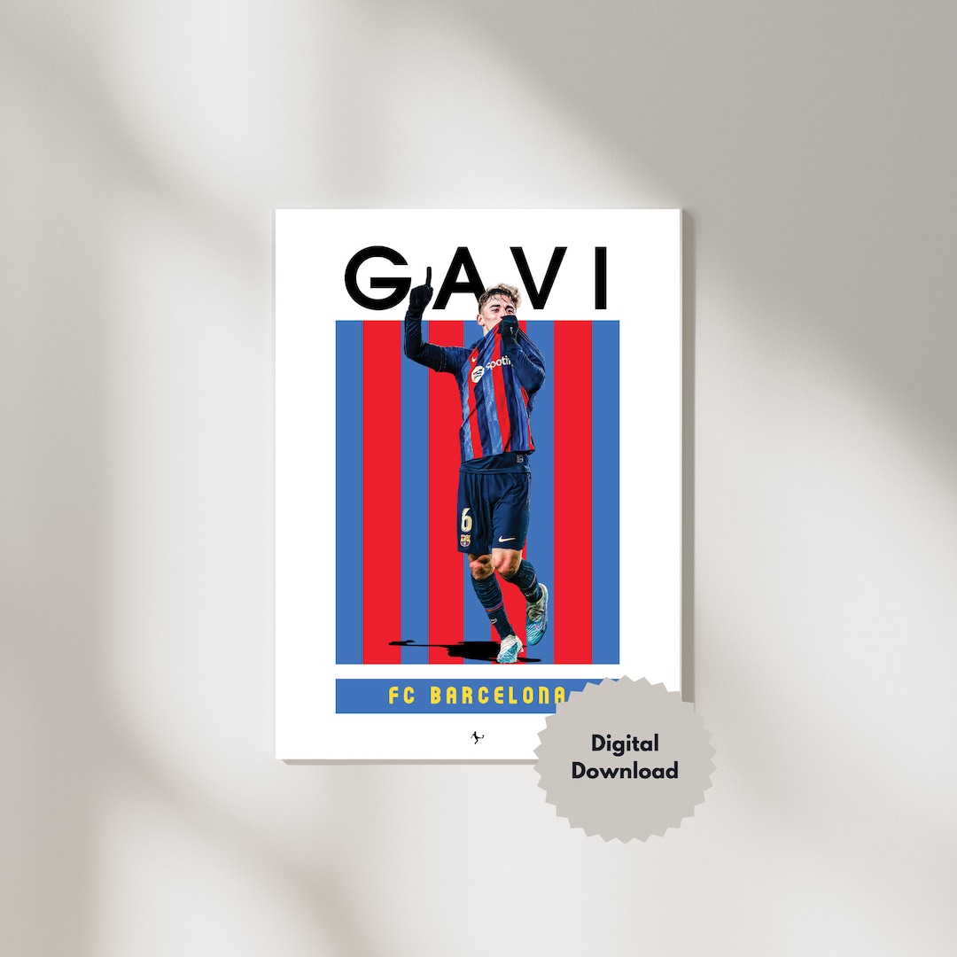 Gavi, Barcelona, Football, Print, Football Poster, Soccer Poster, Gift ...