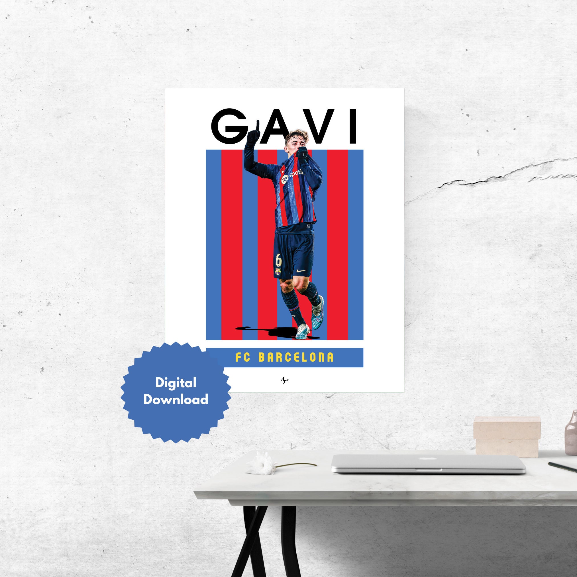 Gavi, Barcelona, Football, Print, Football Poster, Soccer Poster, Gift ...