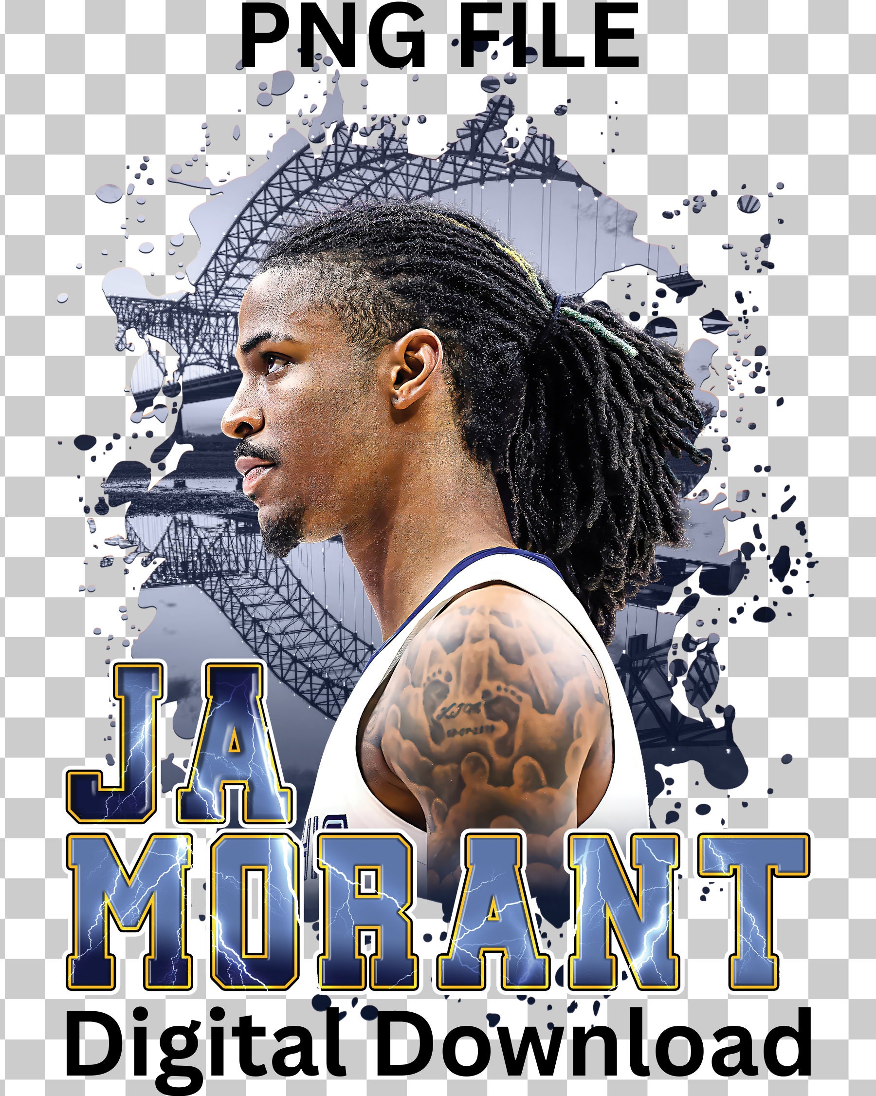 Ja Morant PNG File , Memphis, Tshirt Design , Bootleg Tee Design ...