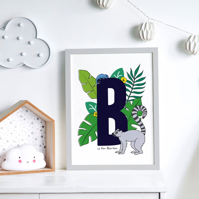 Jungle Nursery Print, Personalised Print, Animal Print, Alphabet Print ...