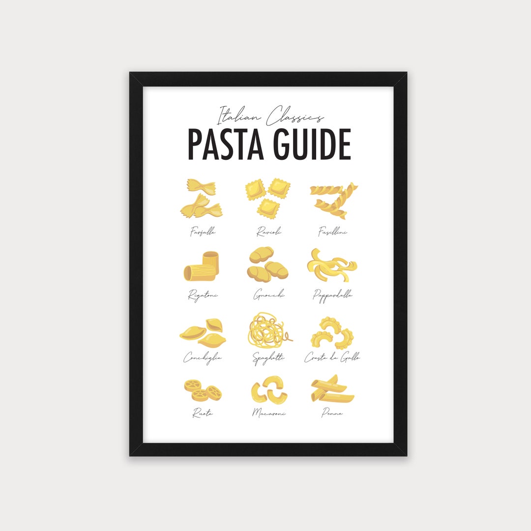 Pasta Guide Print Italian Pasta Pasta Poster Kitchen Poster Kitchen ...