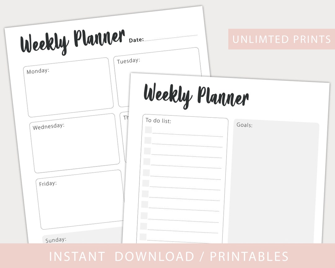 Printable Diary Pages | Weekly Planner Printable | UNLIMITED Prints ...