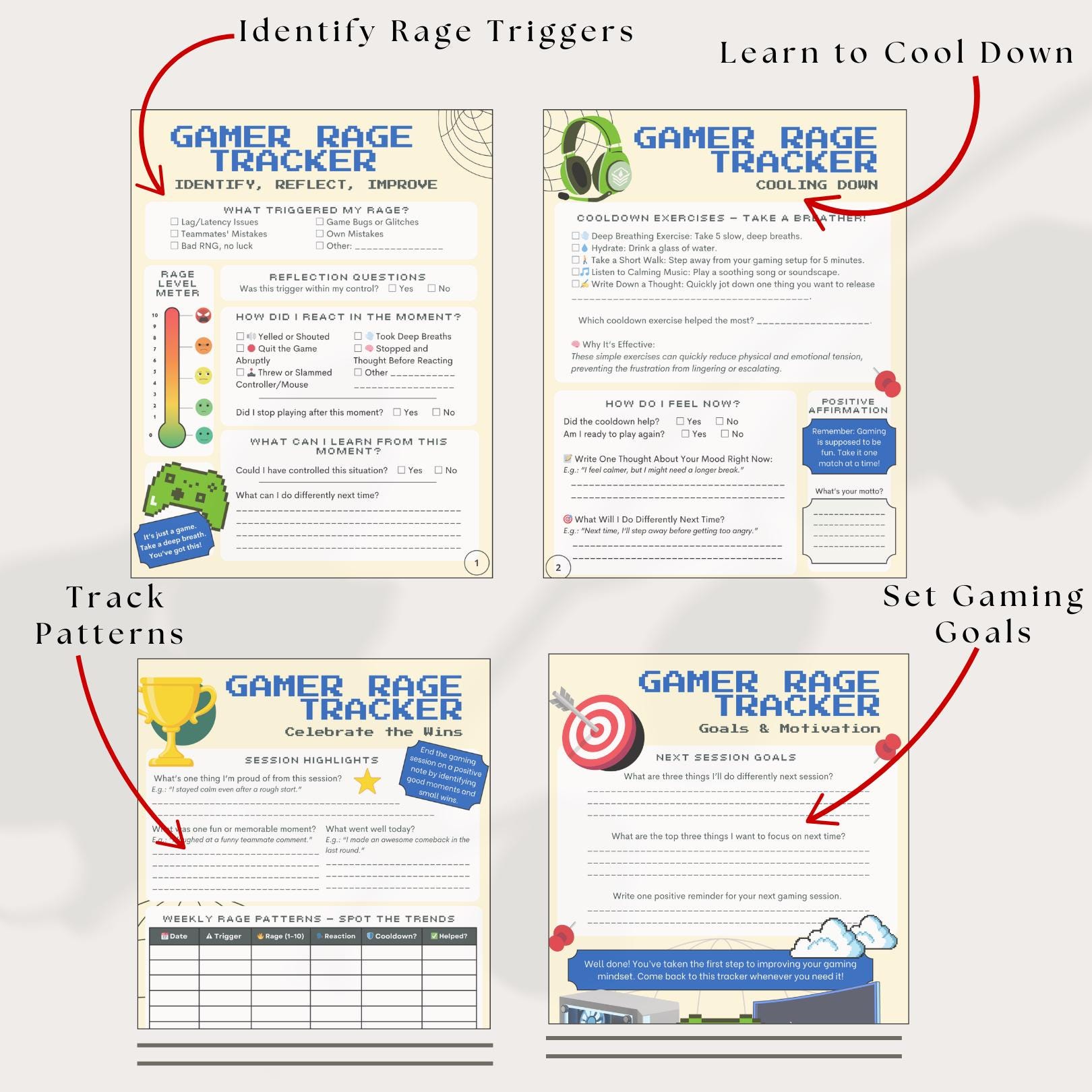 Gamer Rage Tracker | Printable Gaming Log for Kids & Teens | Digital ...