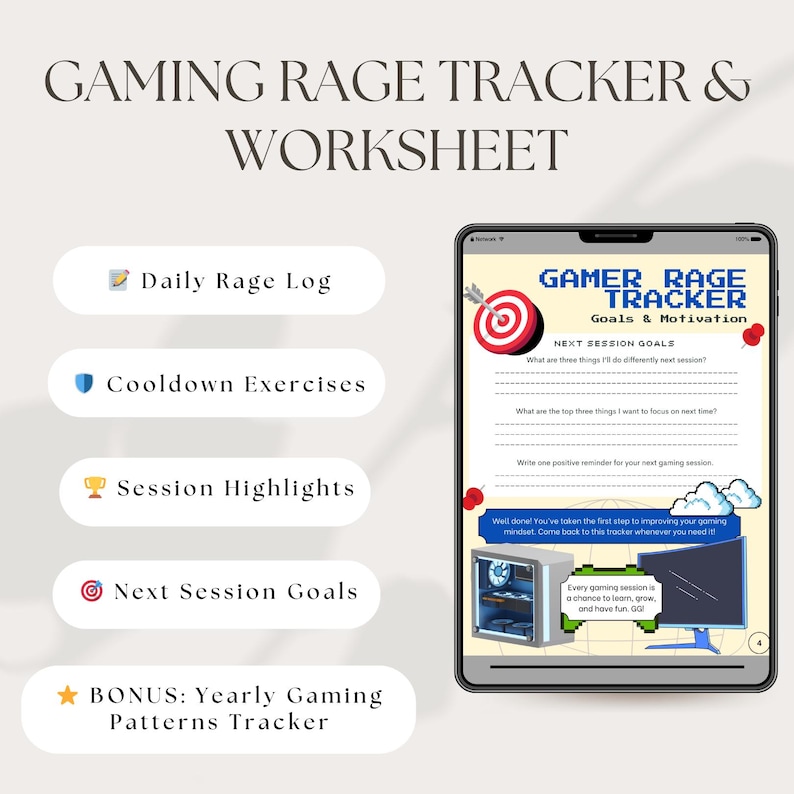 Gamer Rage Tracker | Printable Gaming Log for Kids & Teens | Digital ...