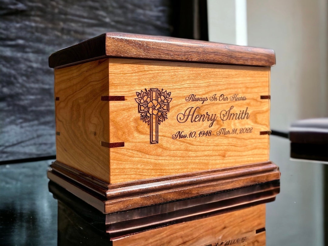 Cherry Wood Cremation Urn for Human Ashes, Handcrafted Personalized ...