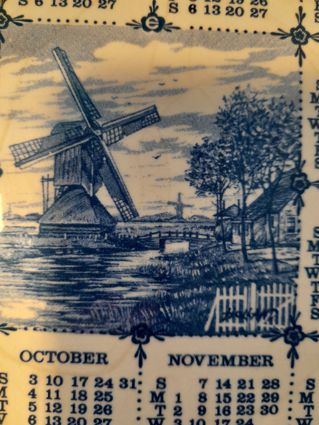 Delft Holland 1993 Blue Calendar Trivet Wall Hanging Tile 6 Inch Square ...