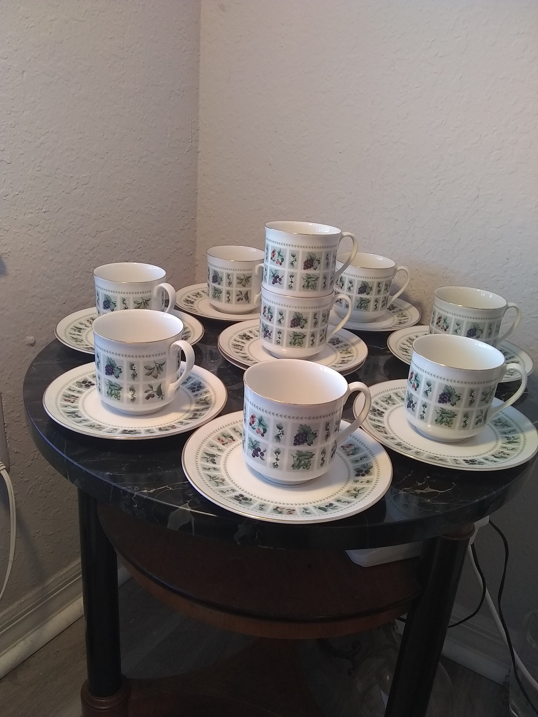 Royal Doulton English Translucent China Tapestry Pattern (9) Nine Cups ...