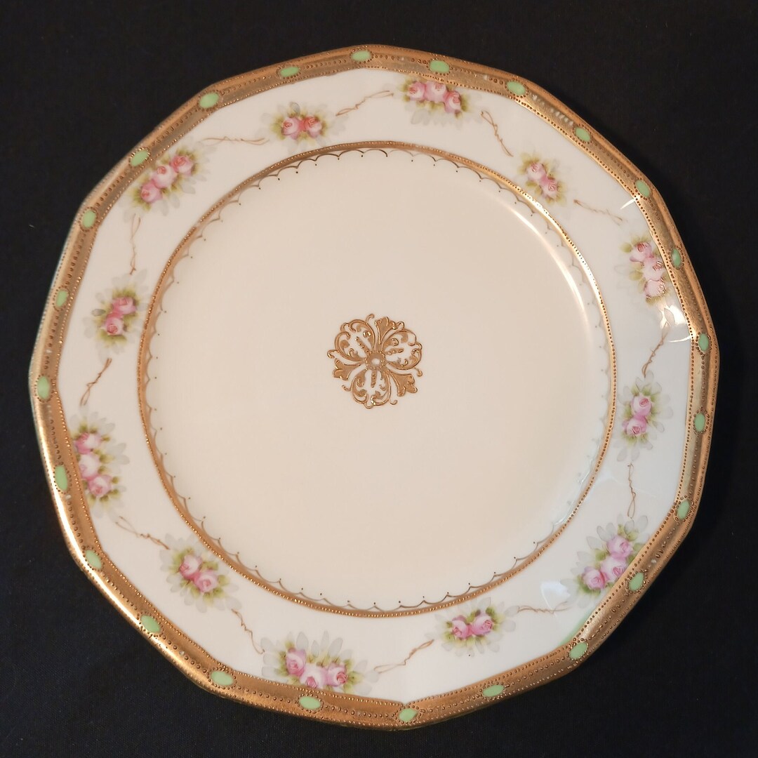 Nippon Hand Painted Morimura Brothers 1911 Gold Rose Pattern Plate With ...