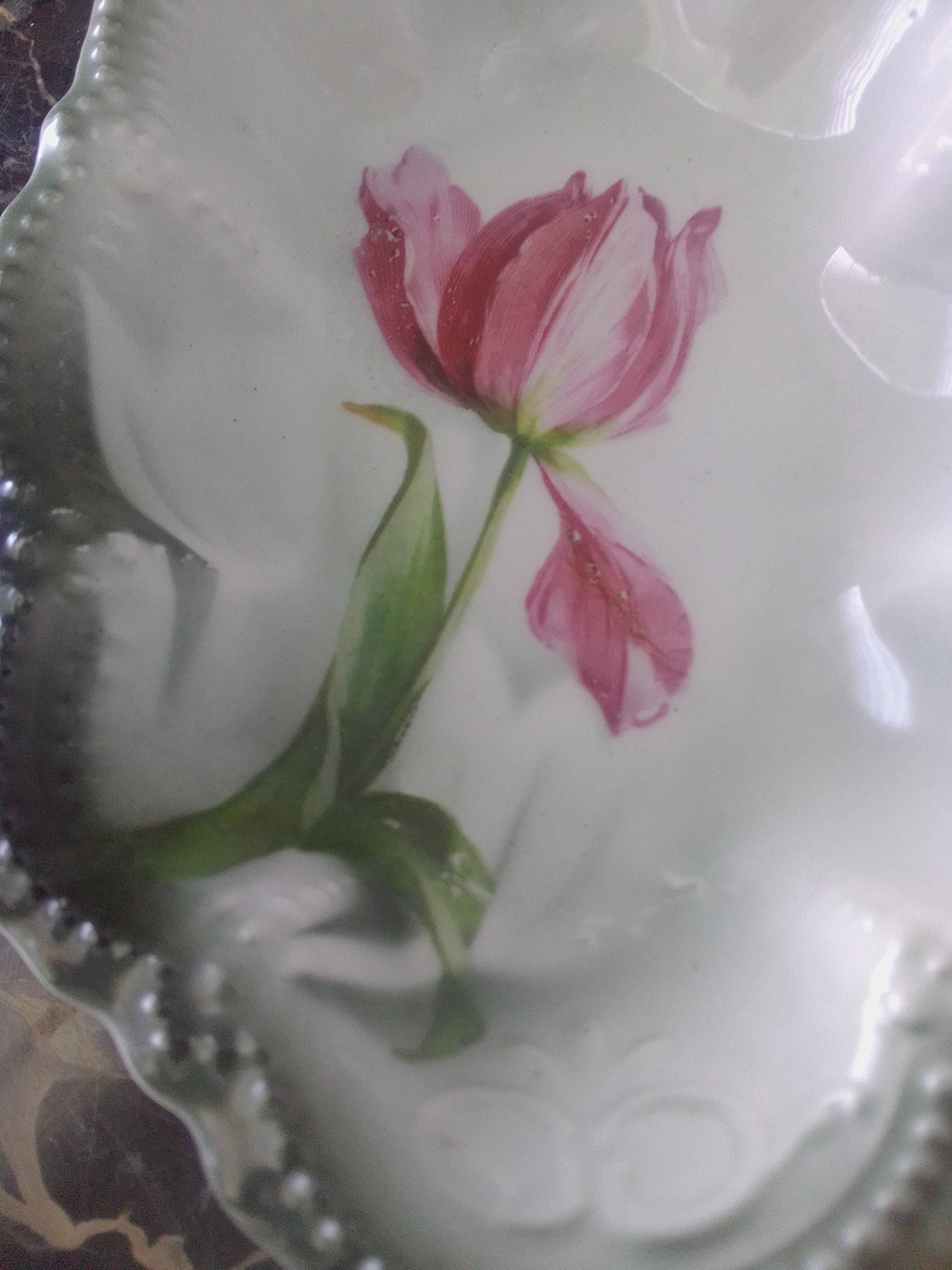 Antique Lehmann Leuchtenburg 1910 Germany Porcelain Lustre Green Beaded ...