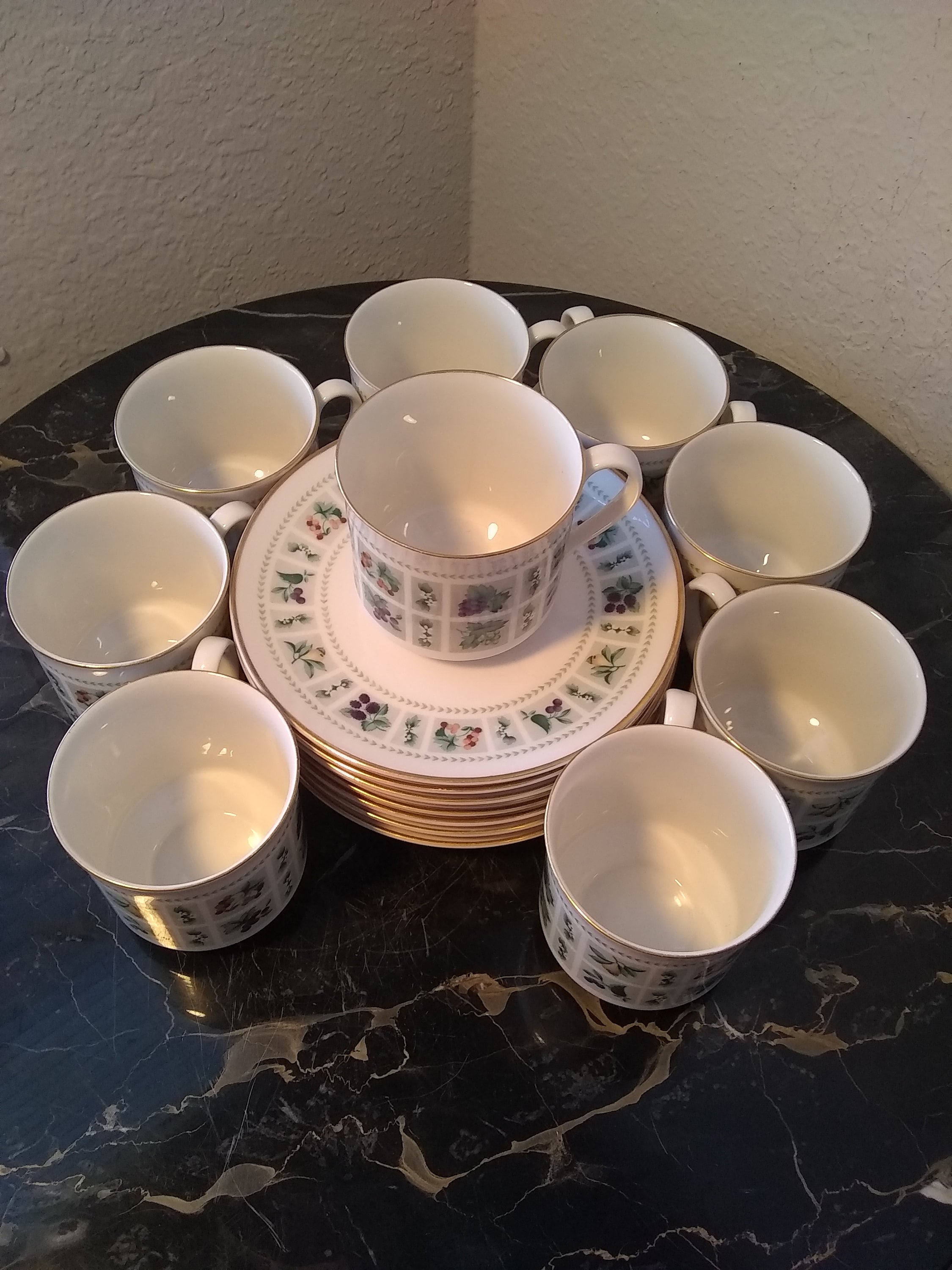 Royal Doulton English Translucent China Tapestry Pattern (9) Nine Cups ...