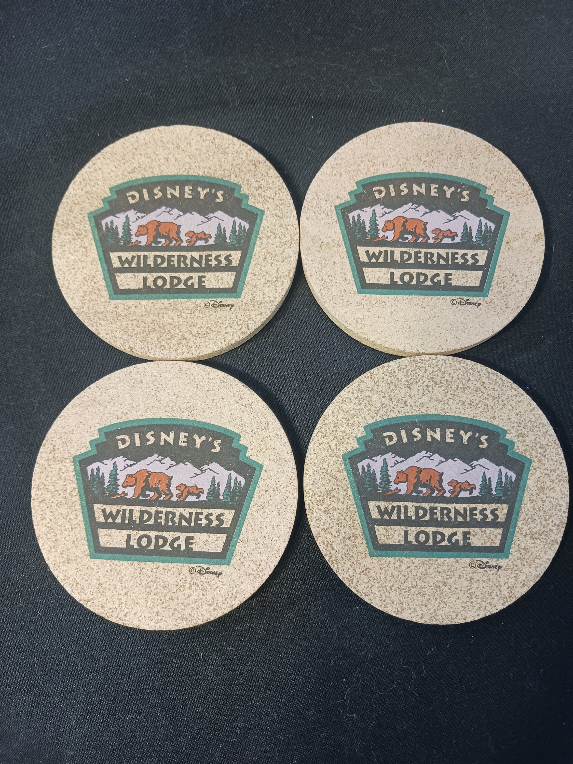 Souvenir Coasters Showing Bears Running With Trees and Mountains in the ...