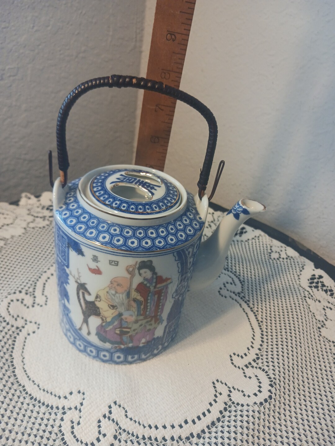 Yamayo Japan 1950s Teapot in Blue and White Geisha Geometric Pattern - Etsy