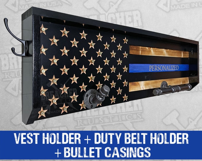 Thin Blue Line Police Gear Rack Graduation Gift Police Duty Gear Rack ...