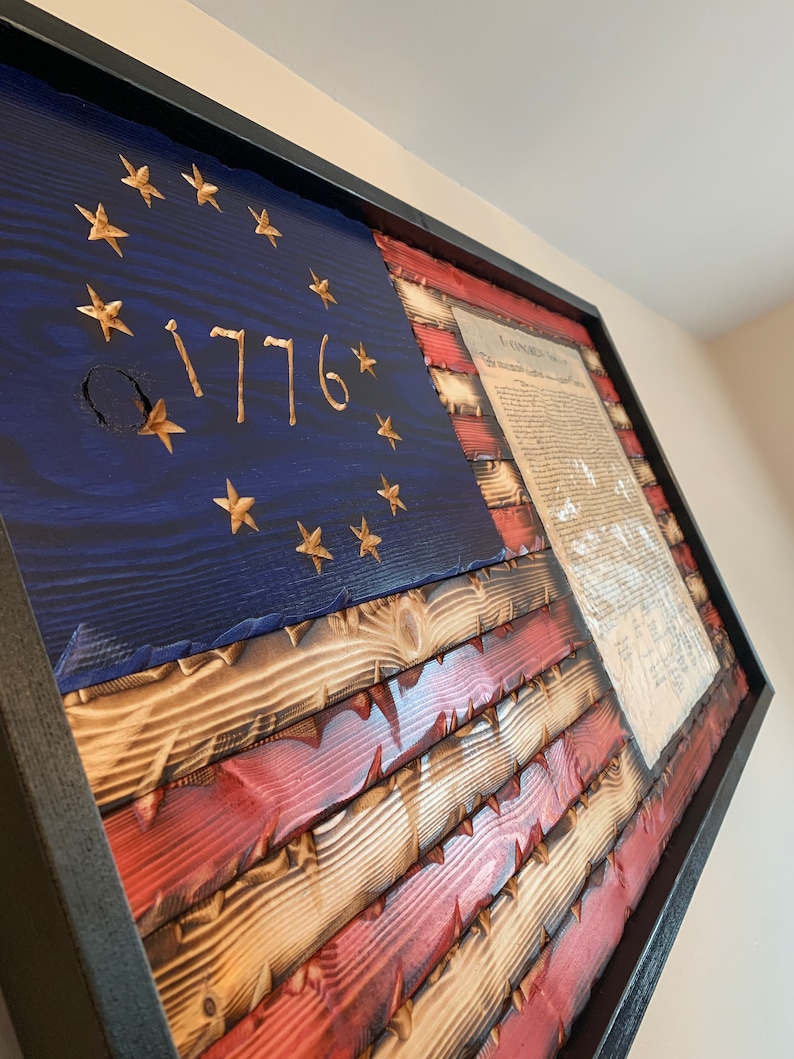 Rustic Wooden Flag American Wooden Flag 1776 Declaration | Etsy