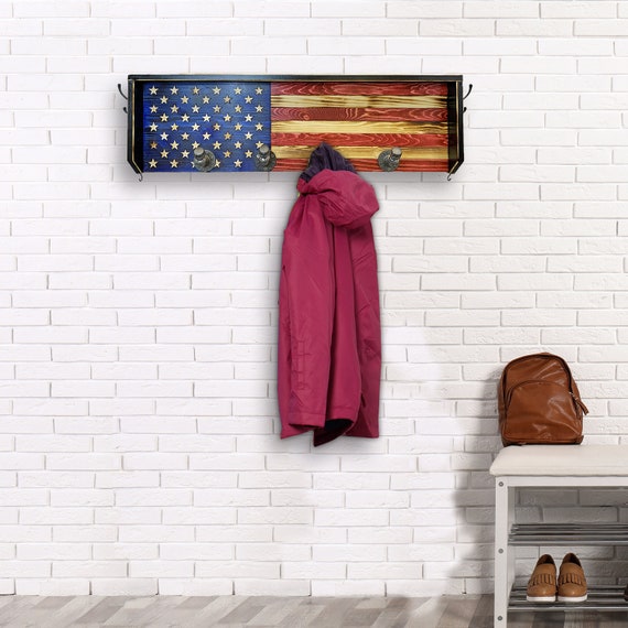 American Flag Coat Rack Patriotic Coat Rack USA Wooden | Etsy