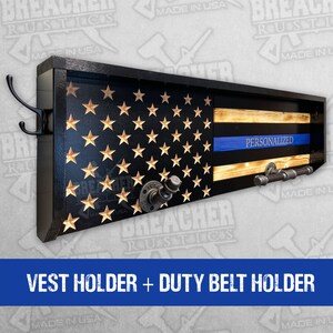 Police Gear Rack - Thin Blue Line Gear Rack - Police Officer Gift ...