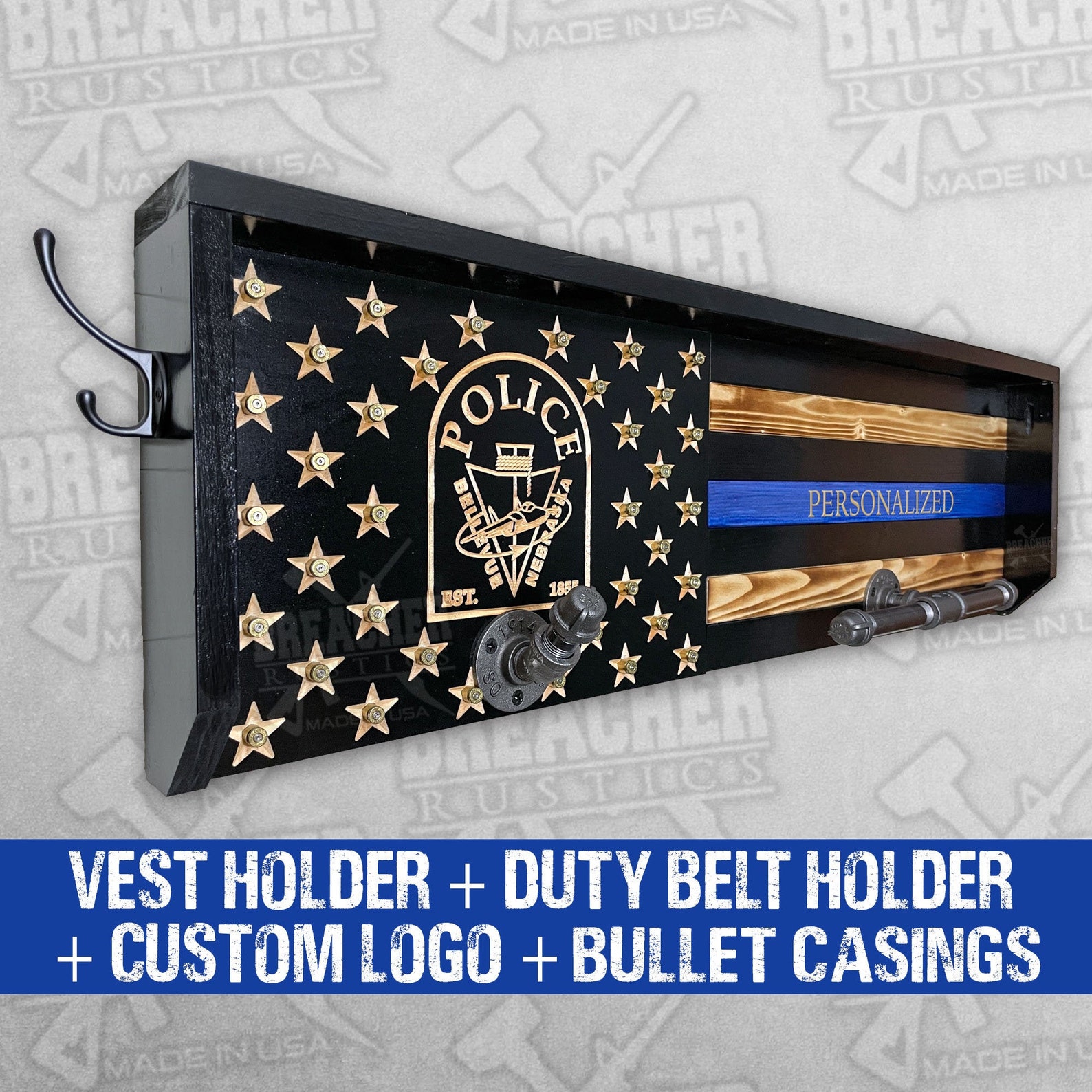 Police Gear Rack Thin Blue Line Gear Rack Police Officer Gift Police ...