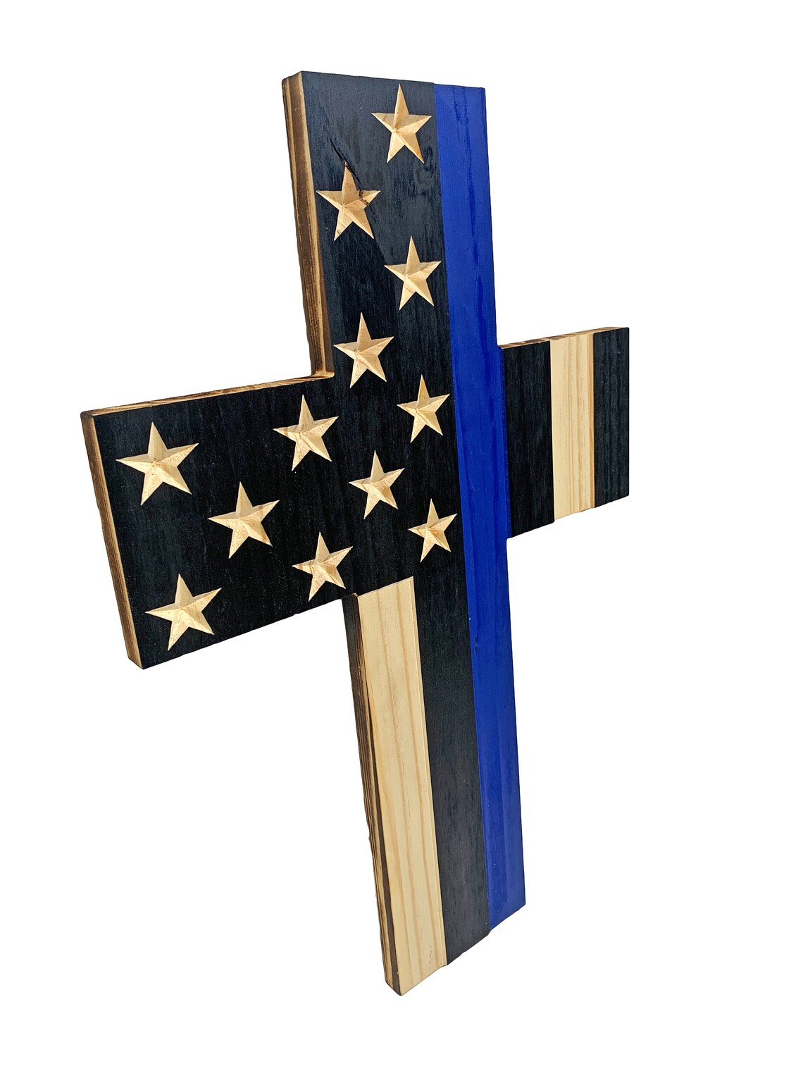 Thin Blue Line Cross - Police Officer Gift - TBL Flag Cross - Wooden ...