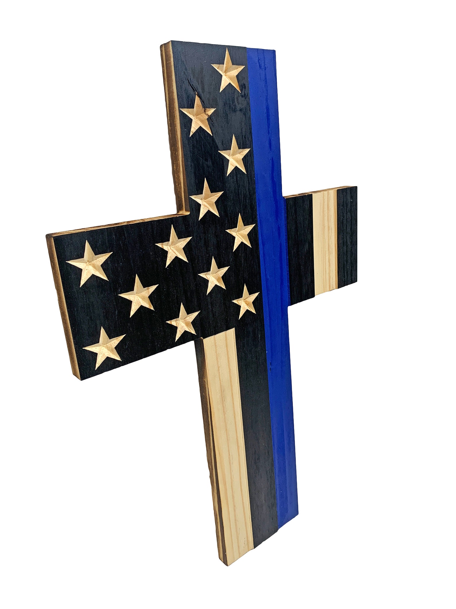 Thin Blue Line Cross - Police Officer Gift - TBL Flag Cross - Wooden ...