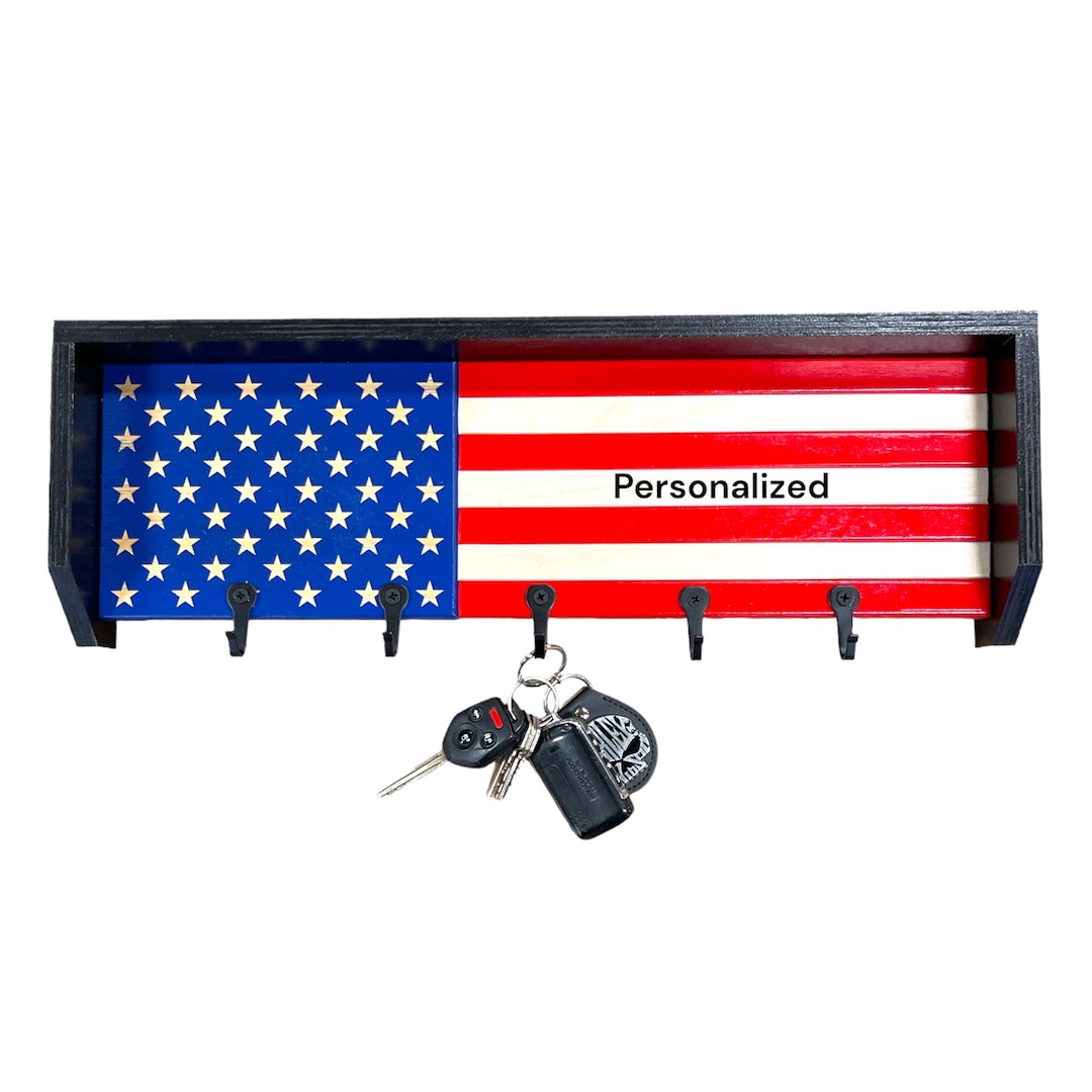 USA Flag Key Rack American Flag Wooden Bullet Key Rack .223 Gift man ...