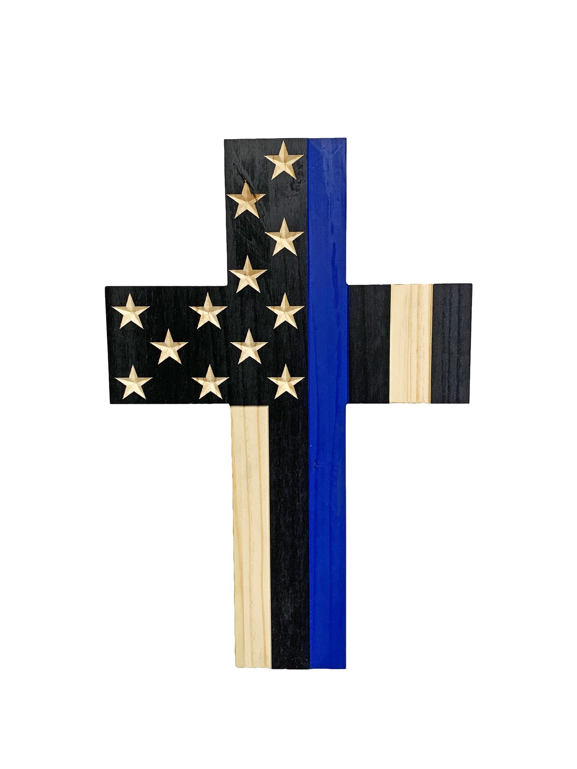 Thin Blue Line Cross - Police Officer Gift - TBL Flag Cross - Wooden ...