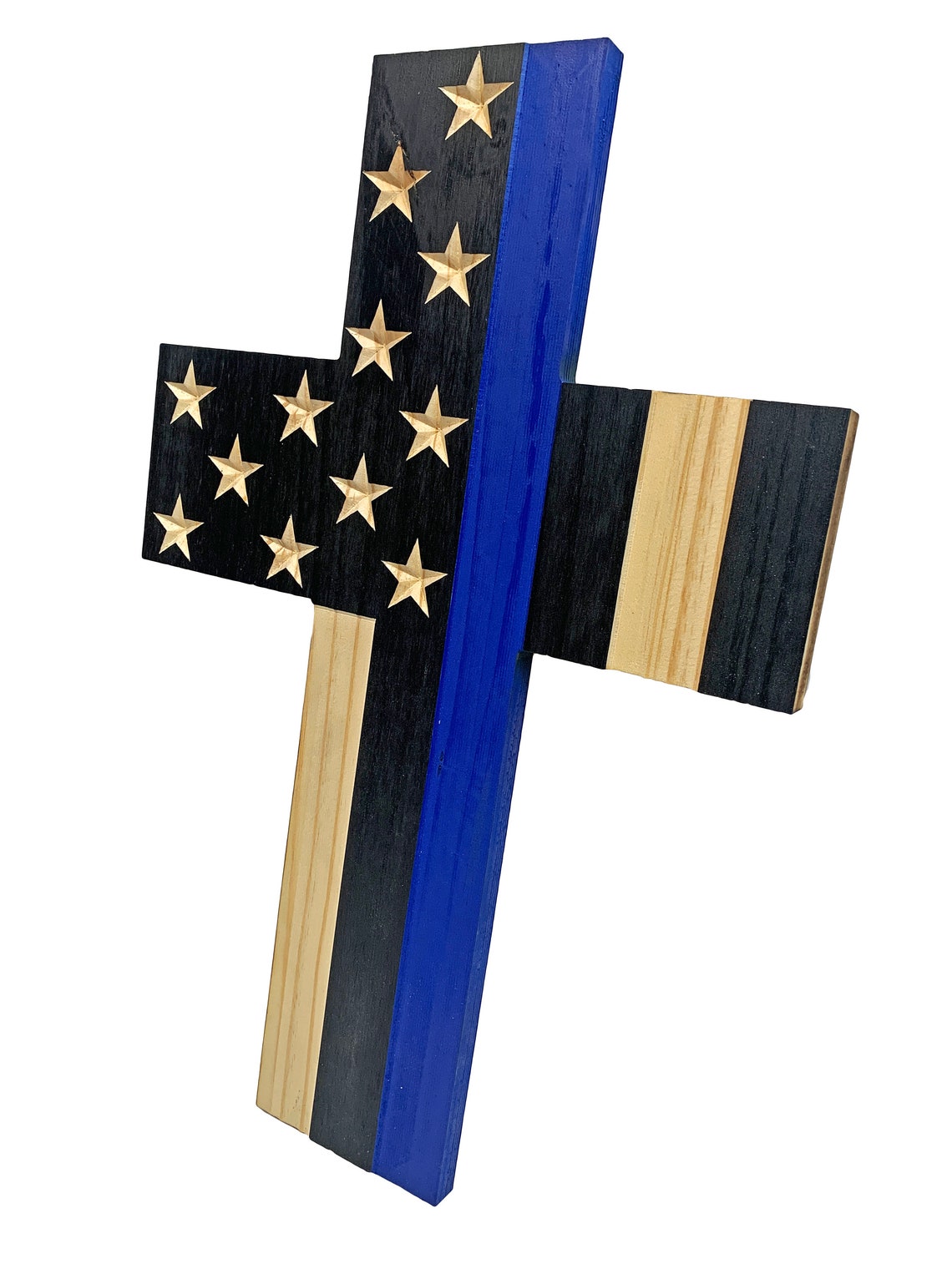 Thin Blue Line Cross - Police Officer Gift - TBL Flag Cross - Wooden ...