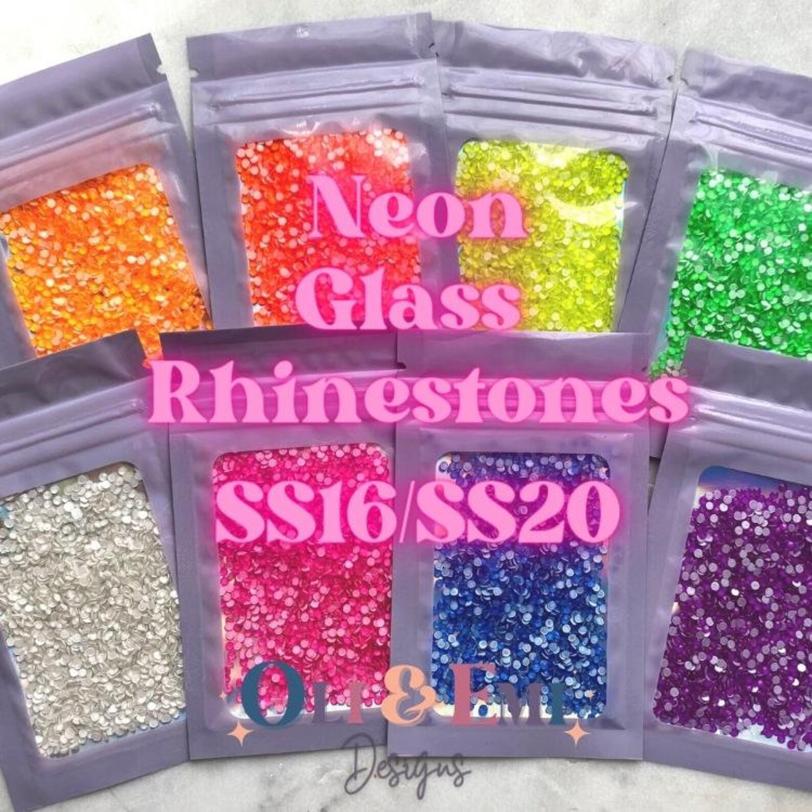 Neon Glass Rhinestones in Sizes SS16 4mm and SS20 5mm NON - Etsy