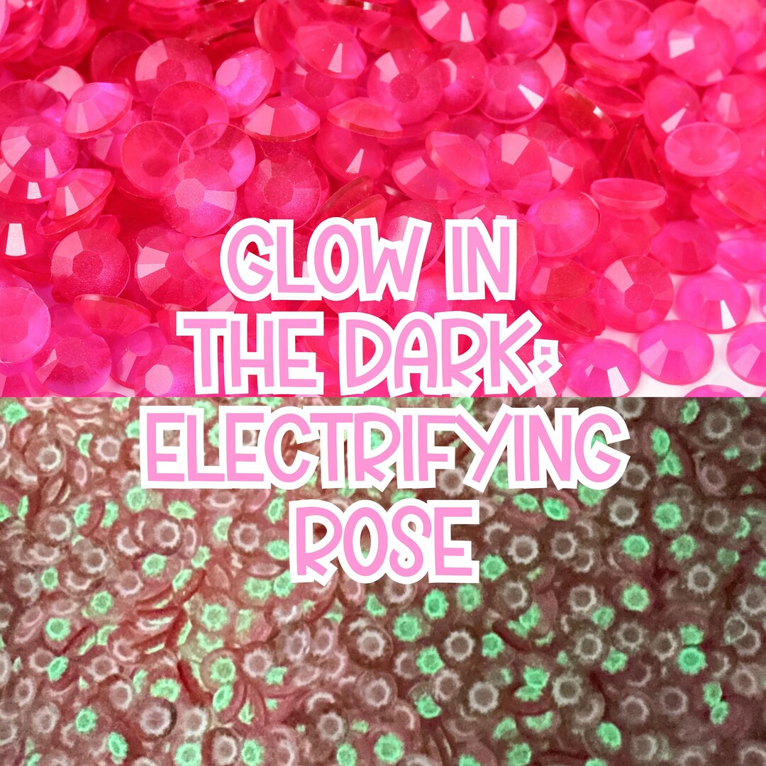 Electrifying Rose- Glow in the Dark- Luminous Resin Rhinestones- Ss10 ...