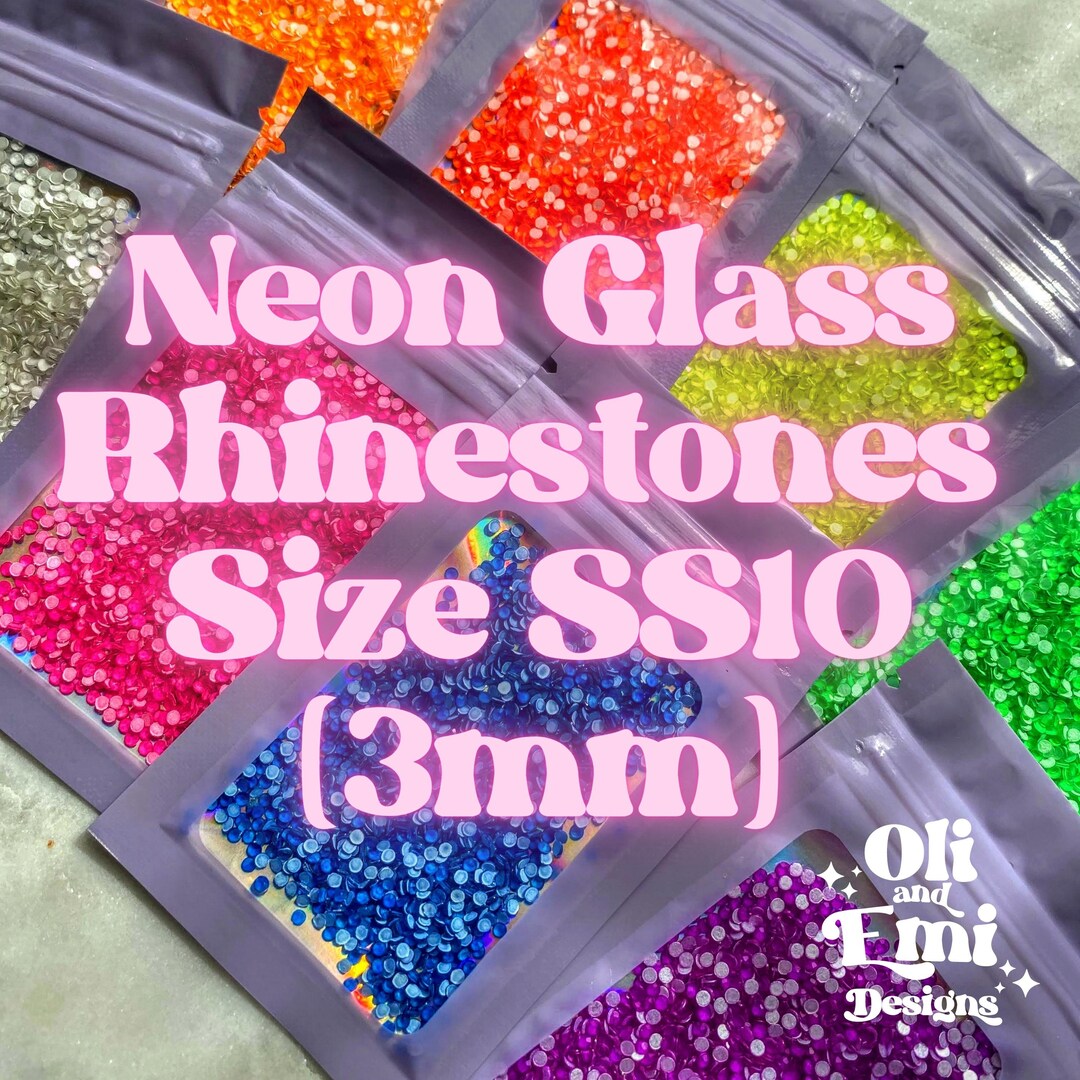 Neon Glass Rhinestones in Sizes SS10 (3mm) NON Hotfix| Embellishments ...