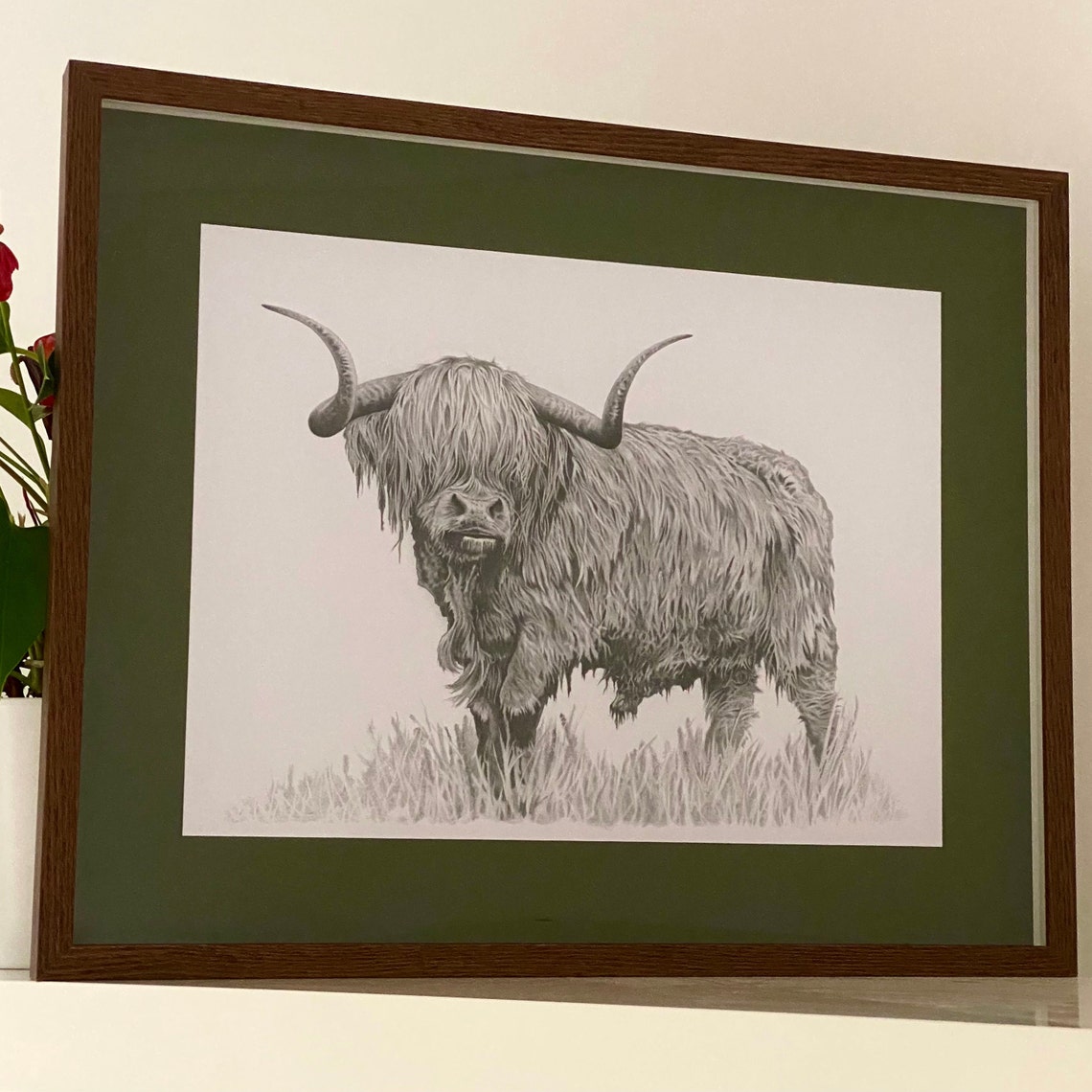 Highland Cow Hand Drawn Highland Cow Pencil Drawing of a | Etsy