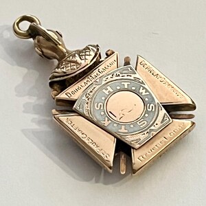 Antique Solid 14k Diamond Ruby Enamel Masonic Demolay Commander Watch ...